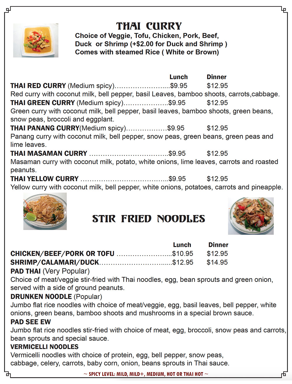 Thai Food Menu - Lunch & Dinner - | Castle Rock, Co - Beau Thai 2